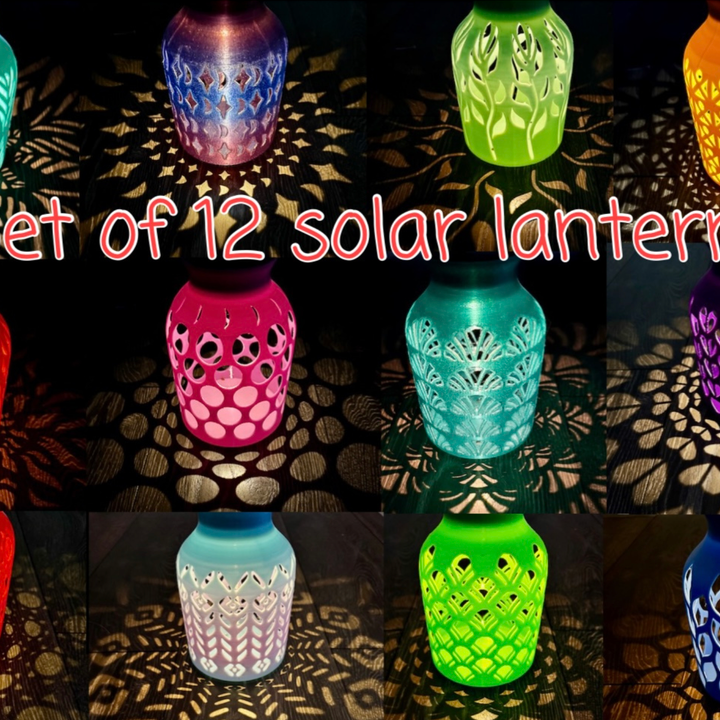 3D Printable Set of 12 Solar Lanterns, plus mounting bracket by ENIQUE3D